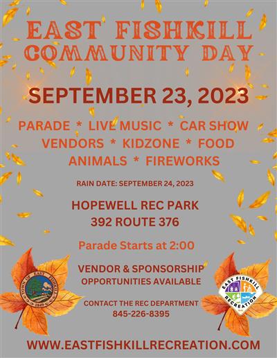 Town of East Fishkill Recreation: COMMUNITY DAY: September 23, 2023